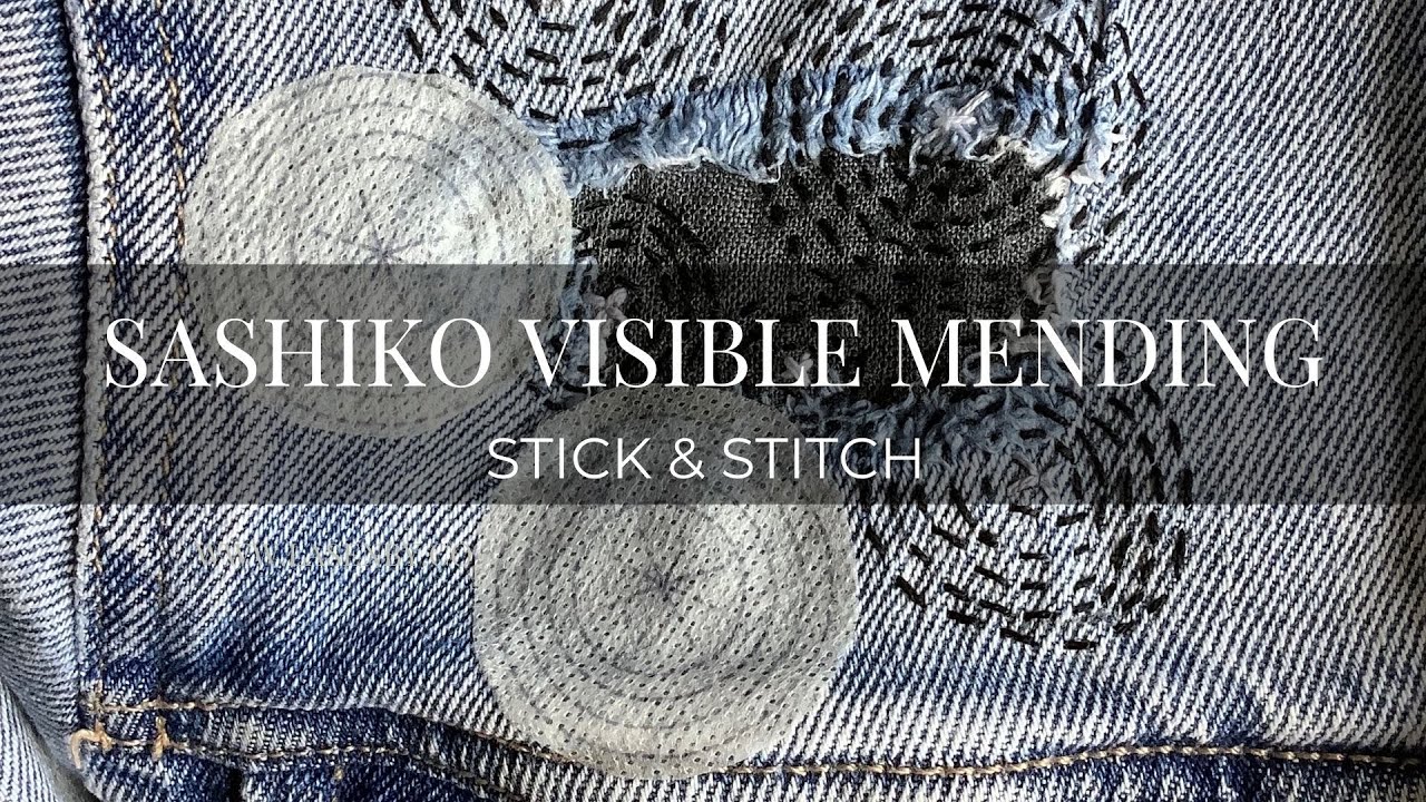 Sashiko Stick and Stitch Denim Jacket Visible Mending - YouTube