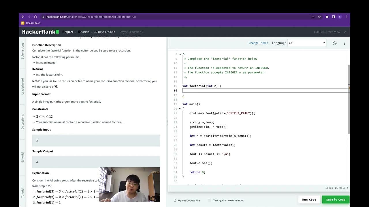 C++ - Day 9 - Recursion - 30 Days of Code - YouTube
