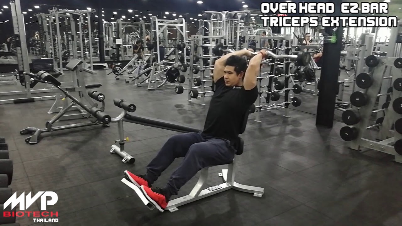 How to | Over Head EZ Bar Triceps Extension - YouTube