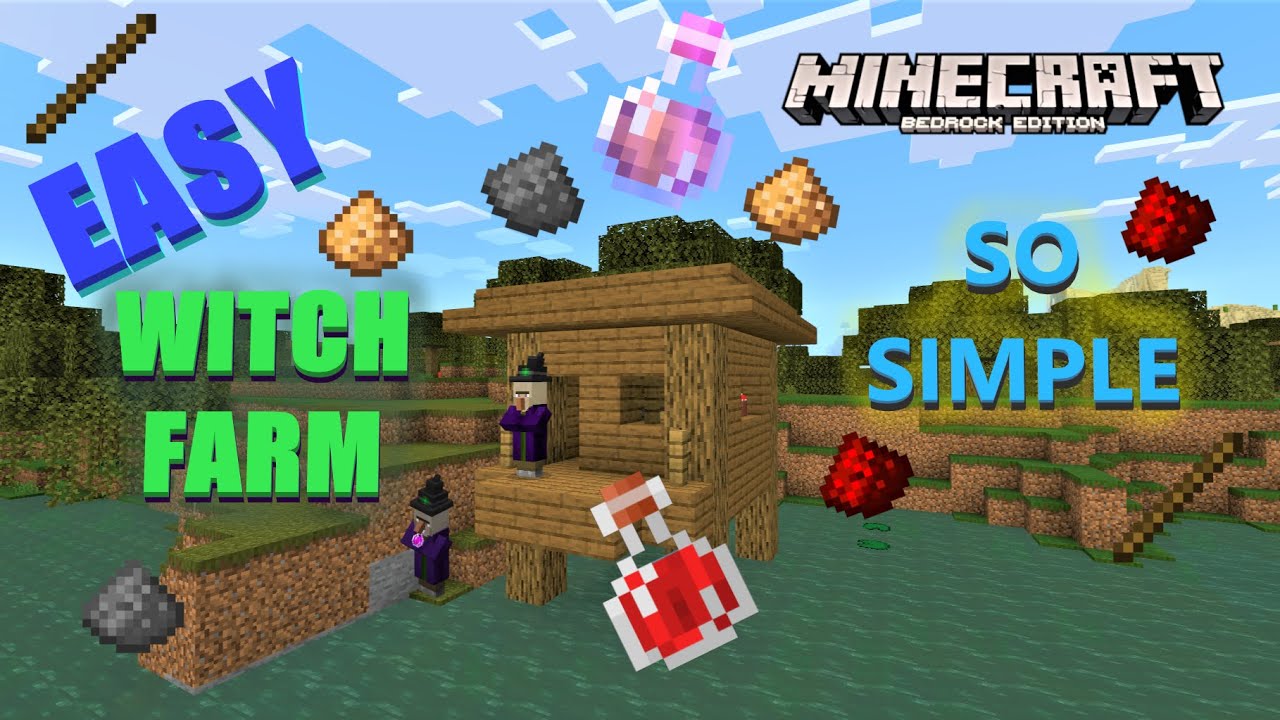 *SIMPLE* Witch Farm | Minecraft Bedrock 1.18 Witch Farm | Minecraft ...