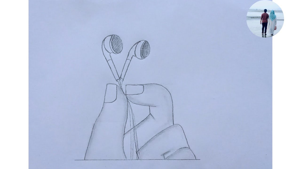 How to draw Earphones in hand/step by step pencil skirts for beginners ...