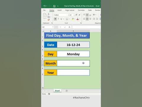 How to Extract Day Month and Year From Date in Excel #excel #shortfeed ...