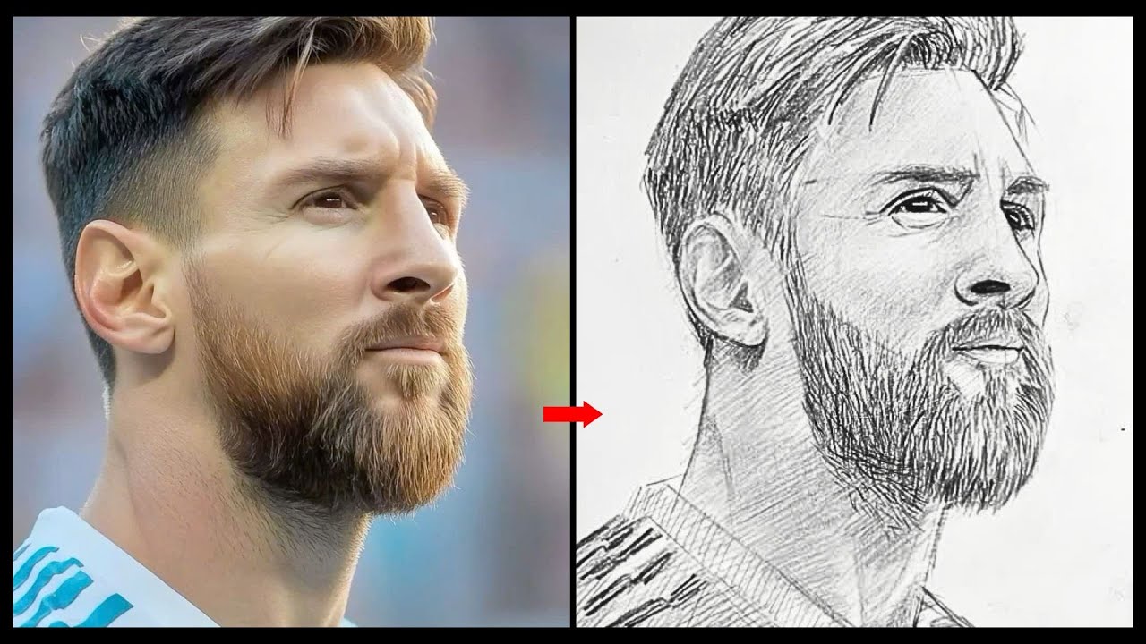 Instructions for drawing Leo Messi's face quickly - accurately ...