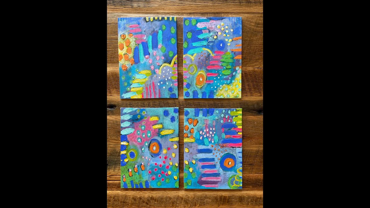 Create Cohesive Paintings 5x7 Quadriptych Intuitive - YouTube