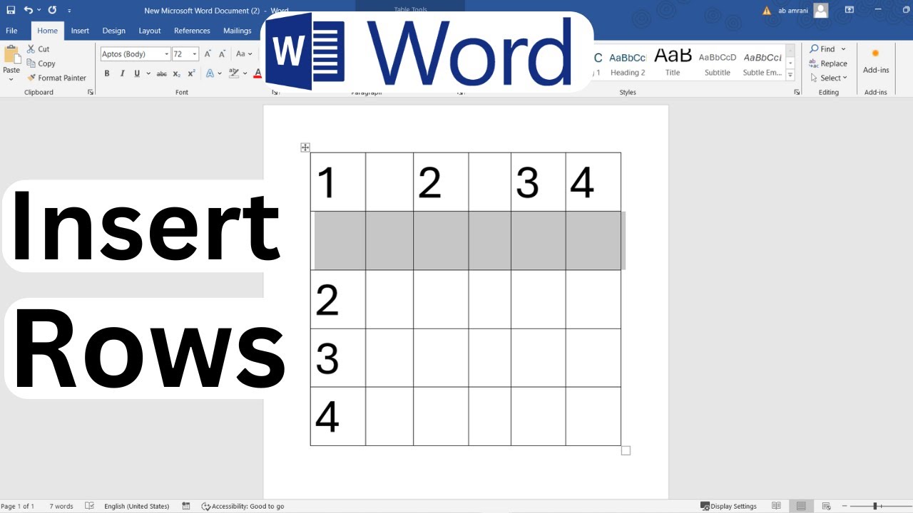 How to Insert Row in Table in MS Word - Easy to Follow - YouTube