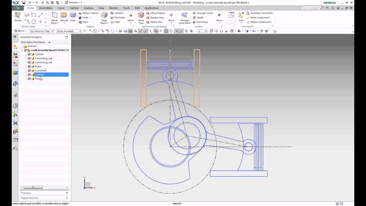 NX10 Create Assembly from 2D Layout - YouTube
