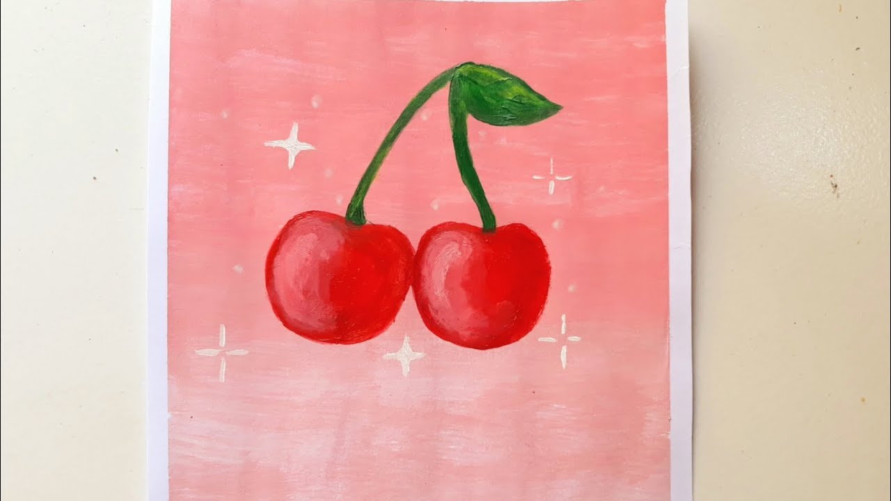 How to Paint Cherries🍒/ Cherry acrylic painting for beginners ...