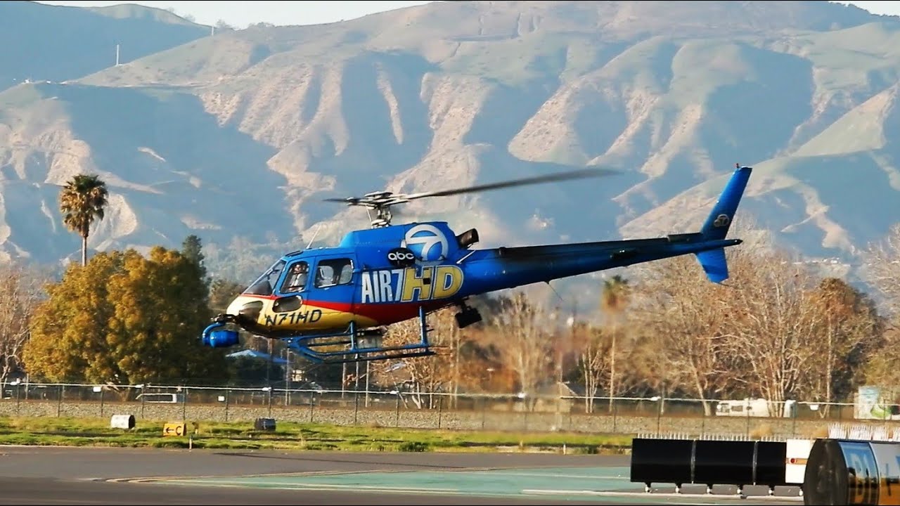 Two AS350 News Helicopters in Action Air7HD & CBS2 / KCAL9 N71HD ...