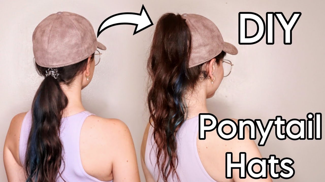 DIY ponytail caps: Glue gun or sewing hat tutorials - YouTube