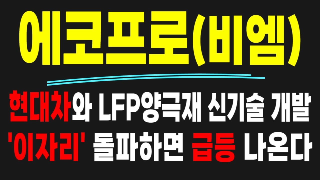 에코프로 에코프로비엠 주가전망 현대차와 Lfp양극재 신기술 개발 Eu 중국 무역추가 관세 임박 반사익 수혜 이자리 돌파하면