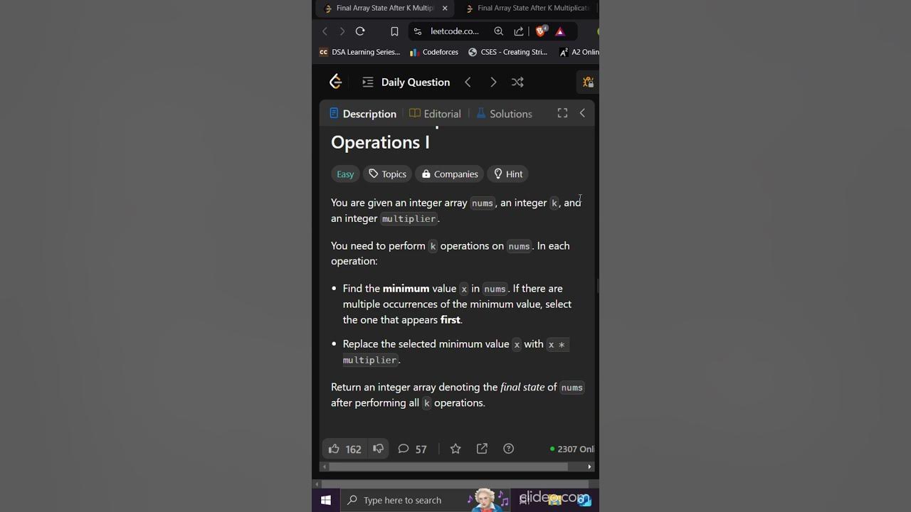3264. Final Array State After K Multiplication Operations I | Editorial ...