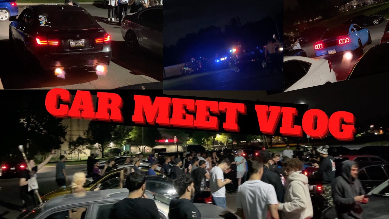 CRAZY CAR MEET (MUSTANG AND BMW SHOOT FLAMES) COPS PULL UP 🚔🚨😱 - YouTube
