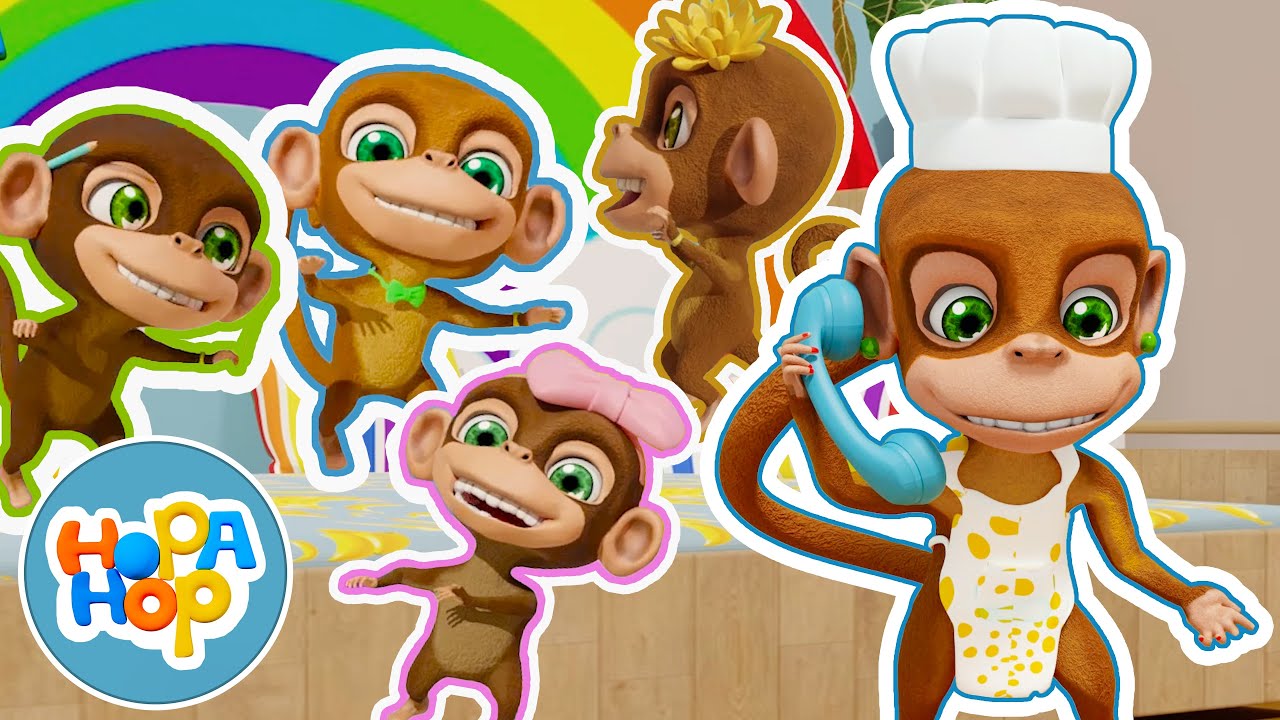 Five Little Monkeys + More Songs for Kids | HopaHop - Nursery Rhymes ...