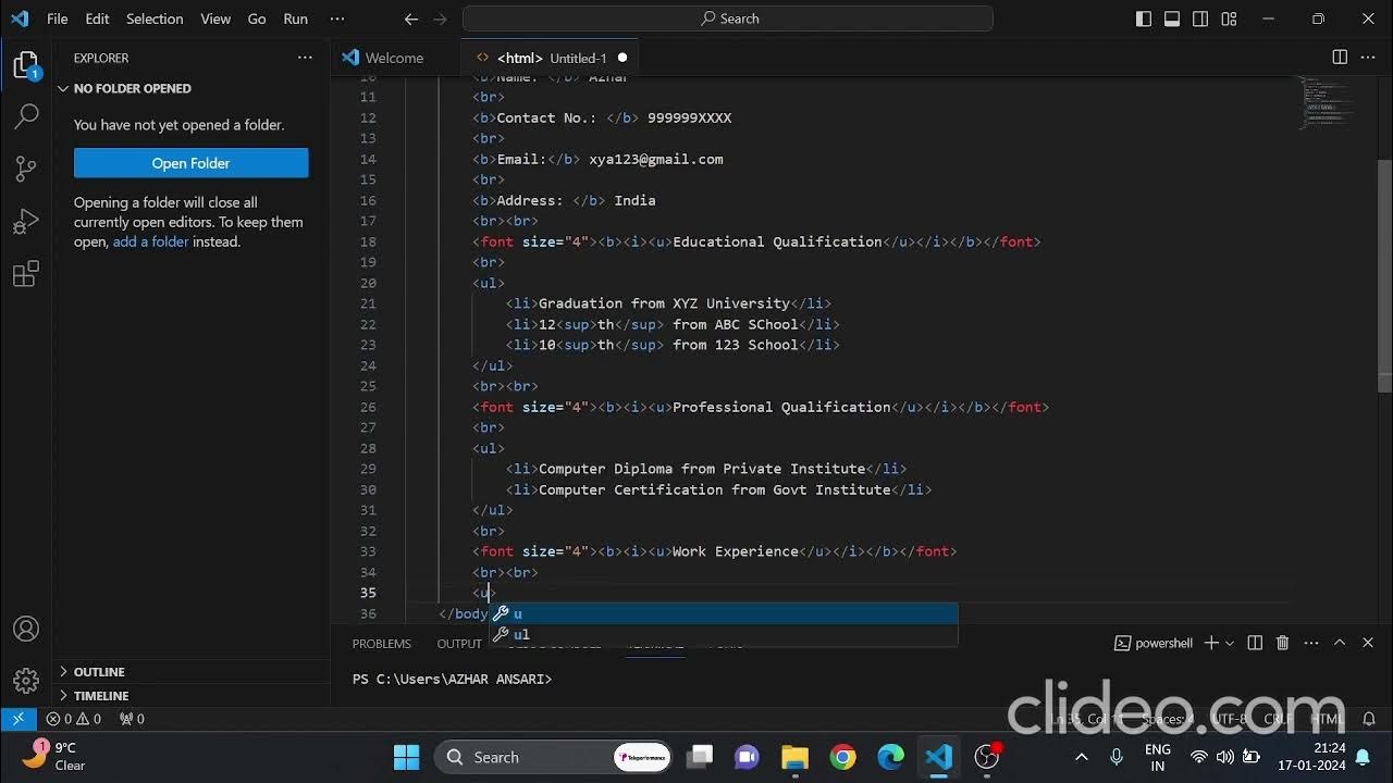 Create a Simple Resume using HTML - YouTube
