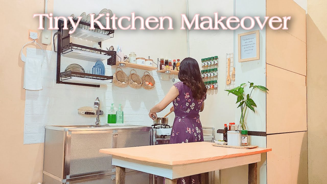#6 DIY Tiny Kitchen Makeover (3 SQM) | Repurposing Old Items || Our ...