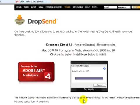 Install Adobe Air application using DropSend - YouTube