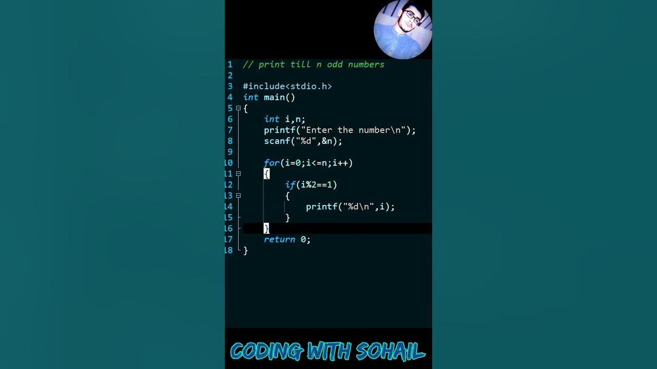 C Programming Print Till N Odd Numbers Coding With Sohail Youtube