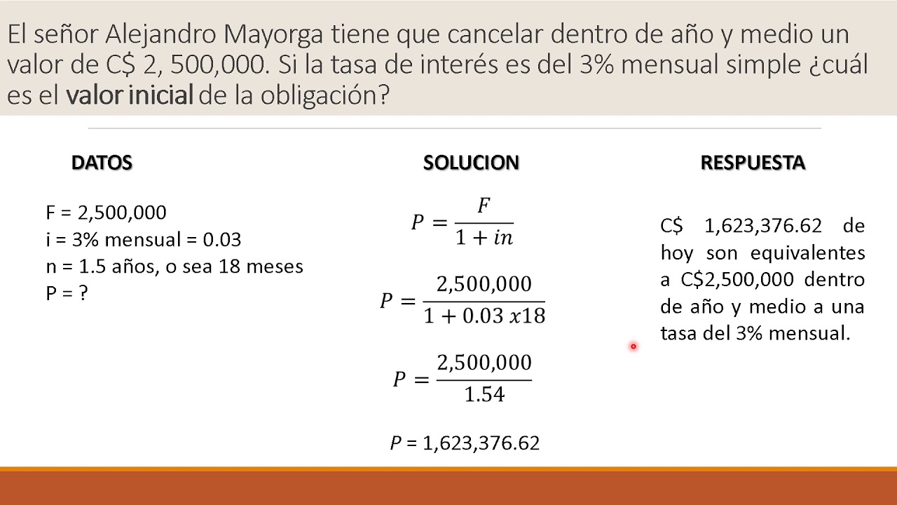 Valor Presente del Interés Simple - YouTube