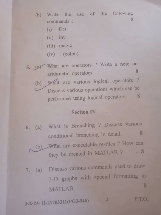 #Matlab programming (m.sc) 3 sem# cblu university (2023)# question ...
