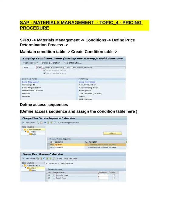 SAP MM Topic 4 Pricing Procedure Configuration - YouTube