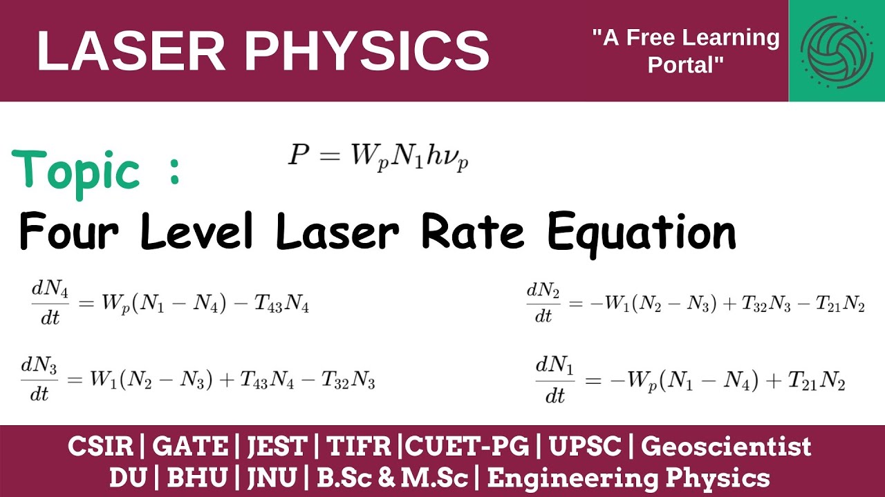 Lecture 24 : Four Level Laser Rate Equation - YouTube