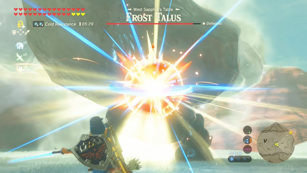 Upgraded Master Sword Beam Annihilates Frost Talus - Zelda Breath of ...