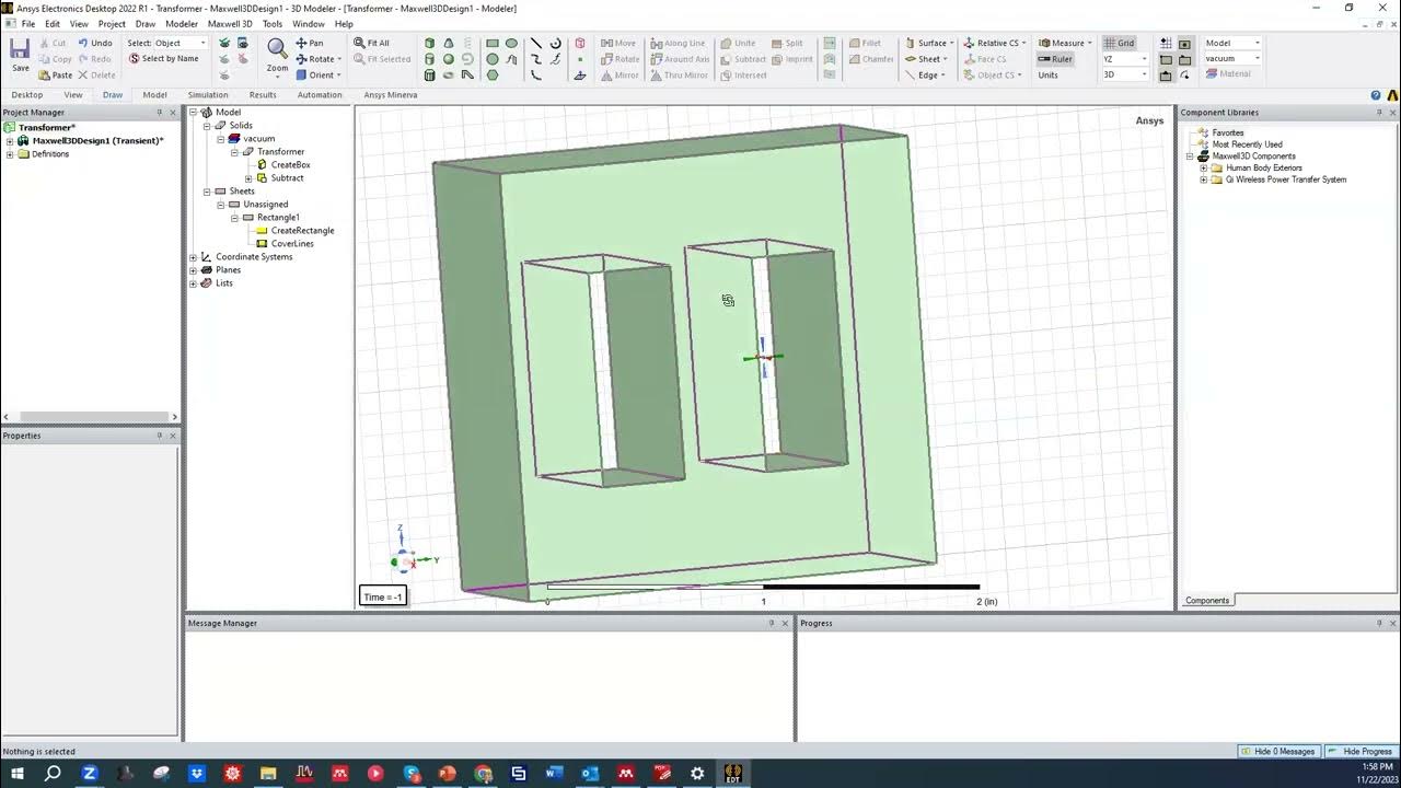 ANSYS Tutorial - 2 (Maxwell 3D, transformer, transient) - YouTube