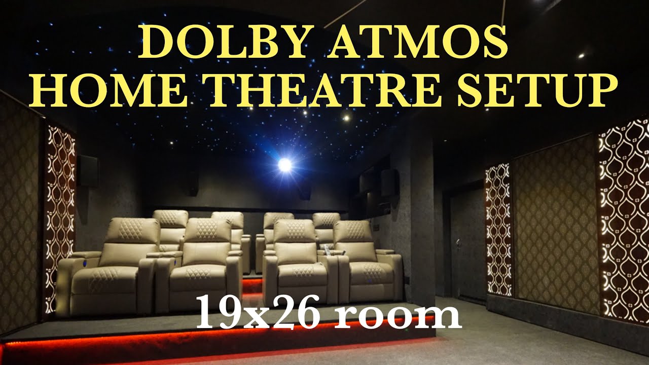 Dolby atmos home theatre setup , room size 26/19 - YouTube