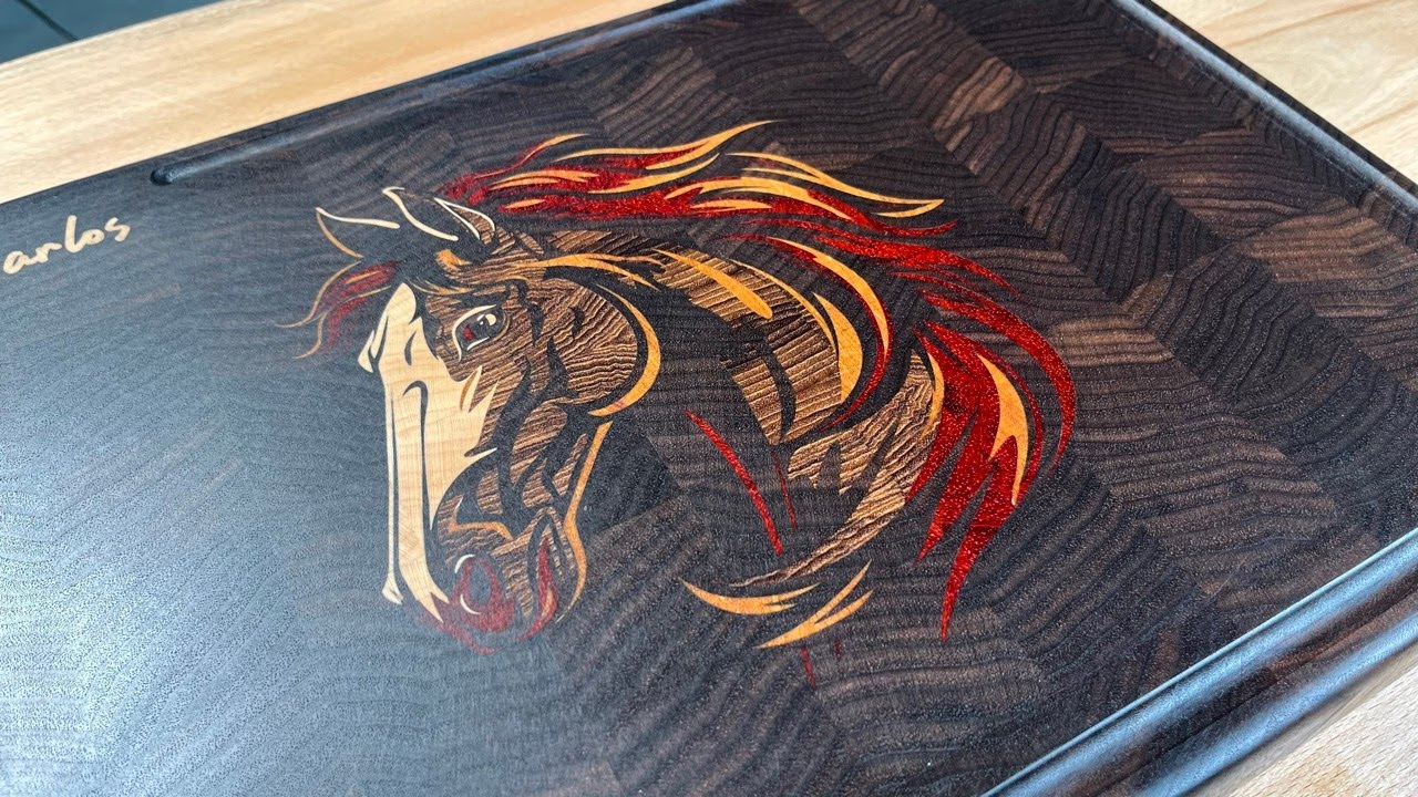 Majestic Horse | CNC Inlay Cutting Board | Woody Woody - YouTube