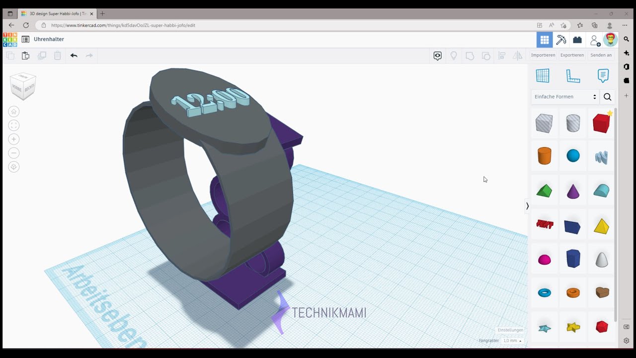 Tinkercad Tutorial - Uhrenhalter selbst designt aus dem 3D Drucker ...