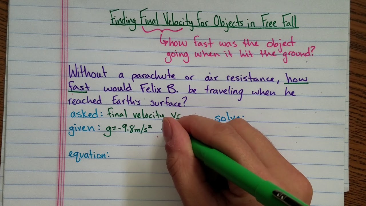 How to find final velocity for objects in free fall - YouTube