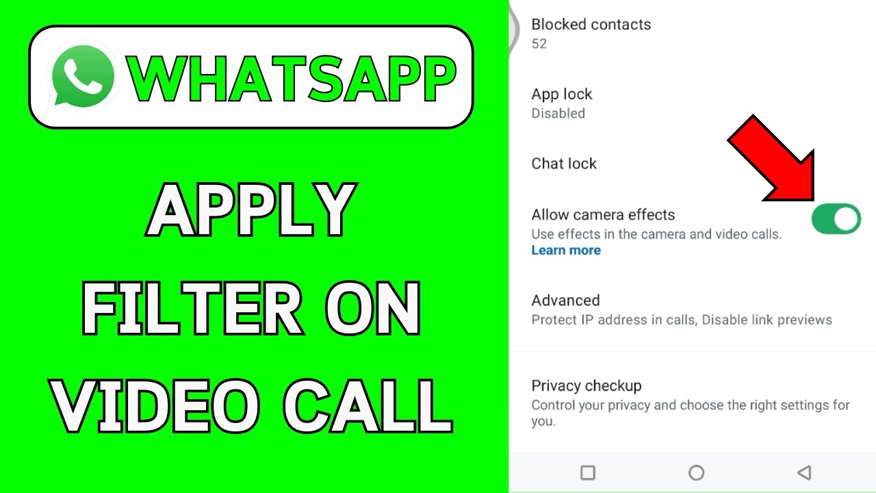 How To Apply Filter On WhatsApp Video Call | Allow Camera Effects - YouTube