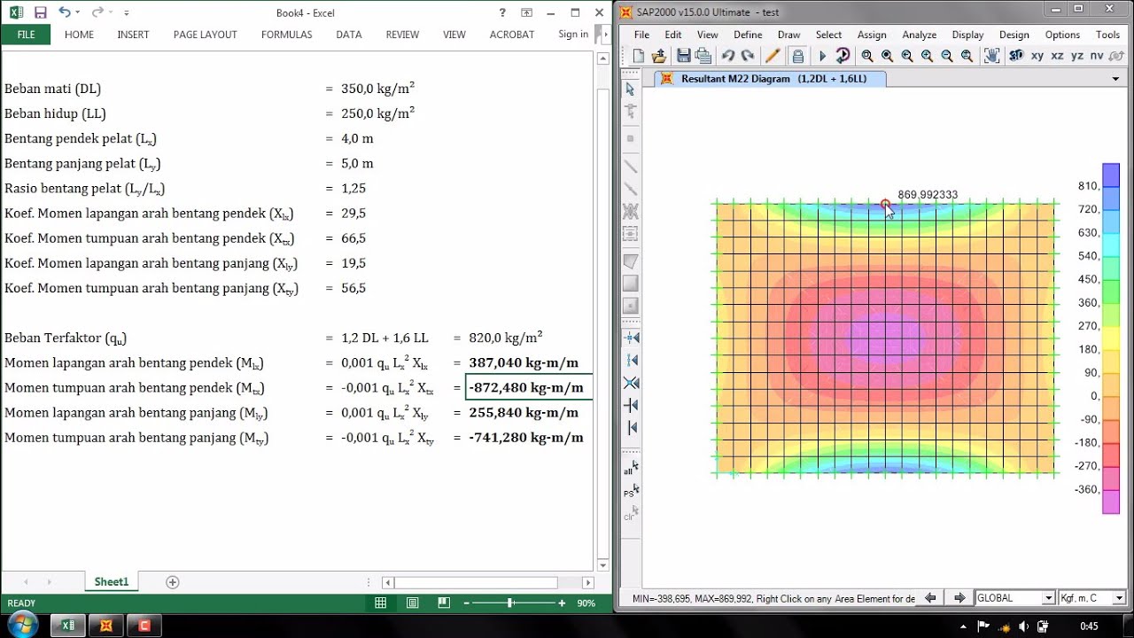 SAP2000 - Analisa Momen Pada Pelat Beton - YouTube