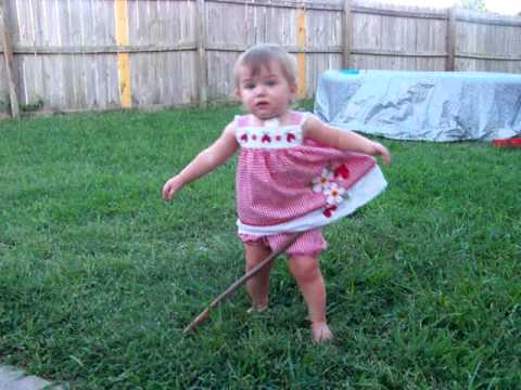 Cute Baby Gets Stuck on a Stick!! "I can't move!" Funny! - Lilah - YouTube