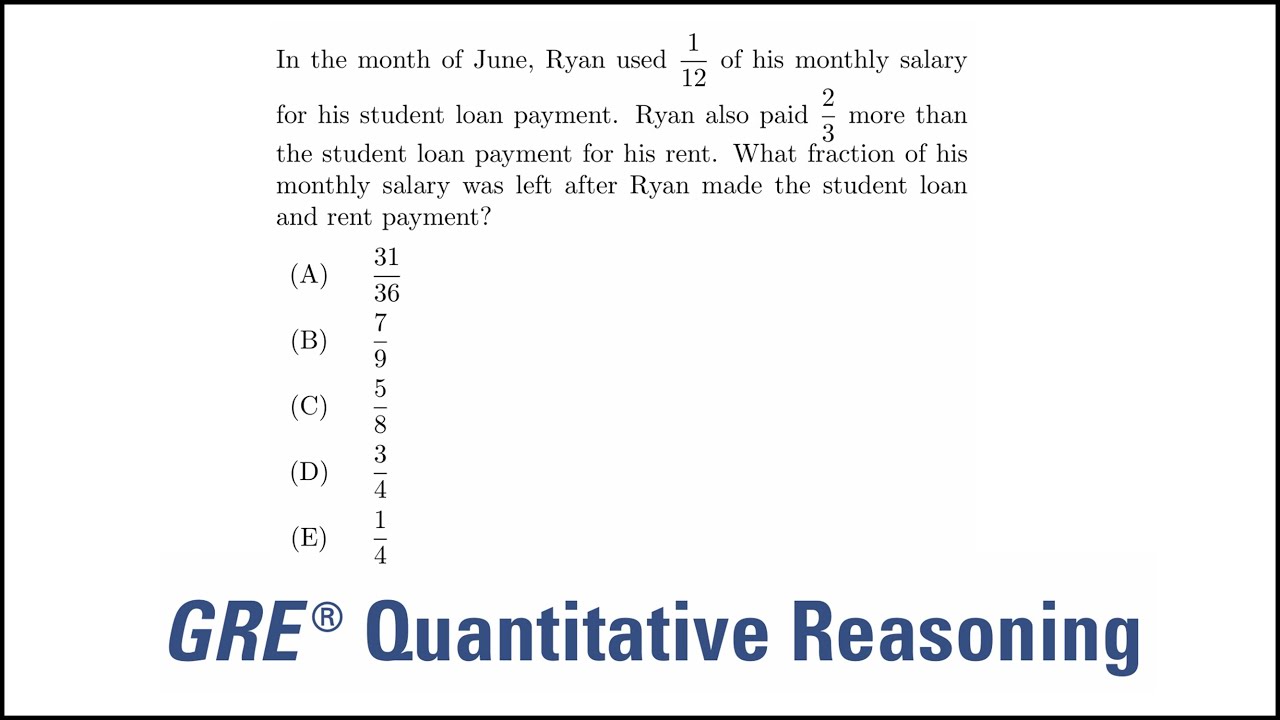 Fractions in word problems: GRE quantitative reasoning practice question#69 - YouTube