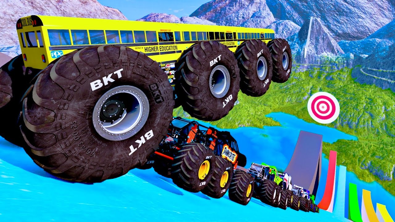 Monster Truck vs Cars Jaw Dropping Jump Moments! - YouTube