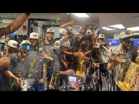 New York Knicks locker room celebrations after winning Championship 🍾