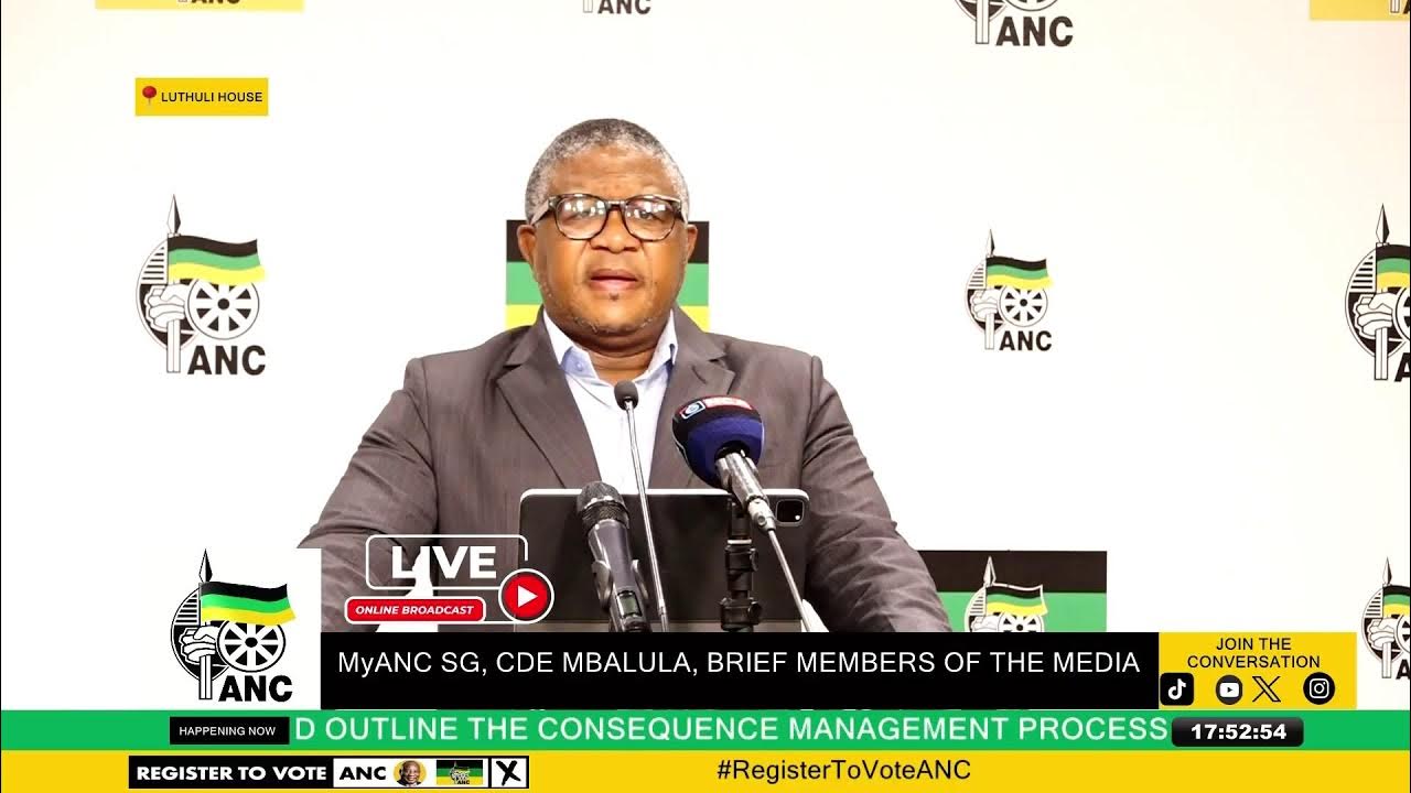 [WATCH NOW] [WATCH NOW] ANC Secretary-General, Cde Fikile Mbalula, briefs members of the media ...