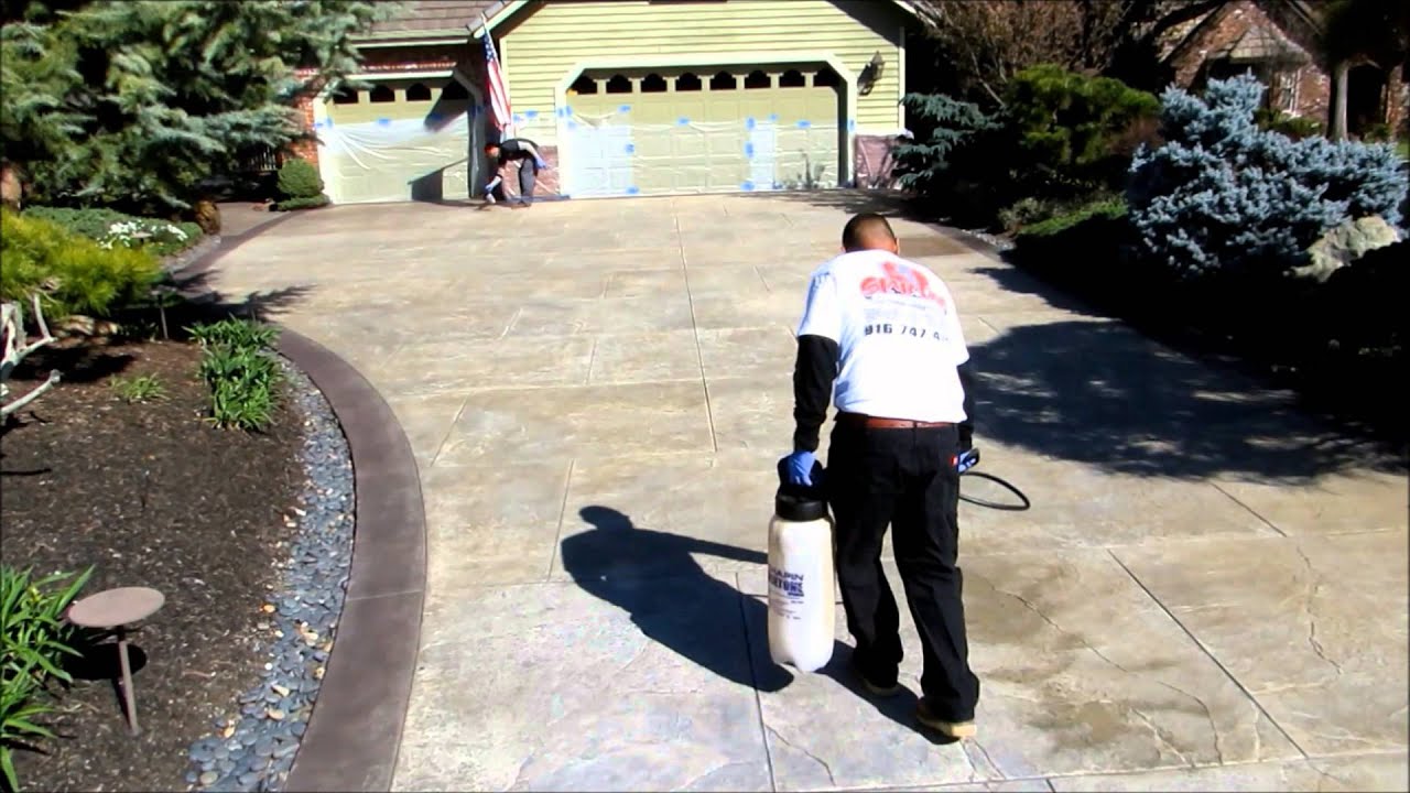 Endurable Stamped Concrete Staining - YouTube