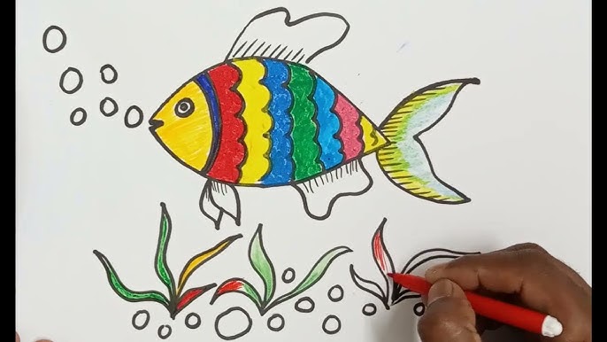 how to draw fishes in the sea