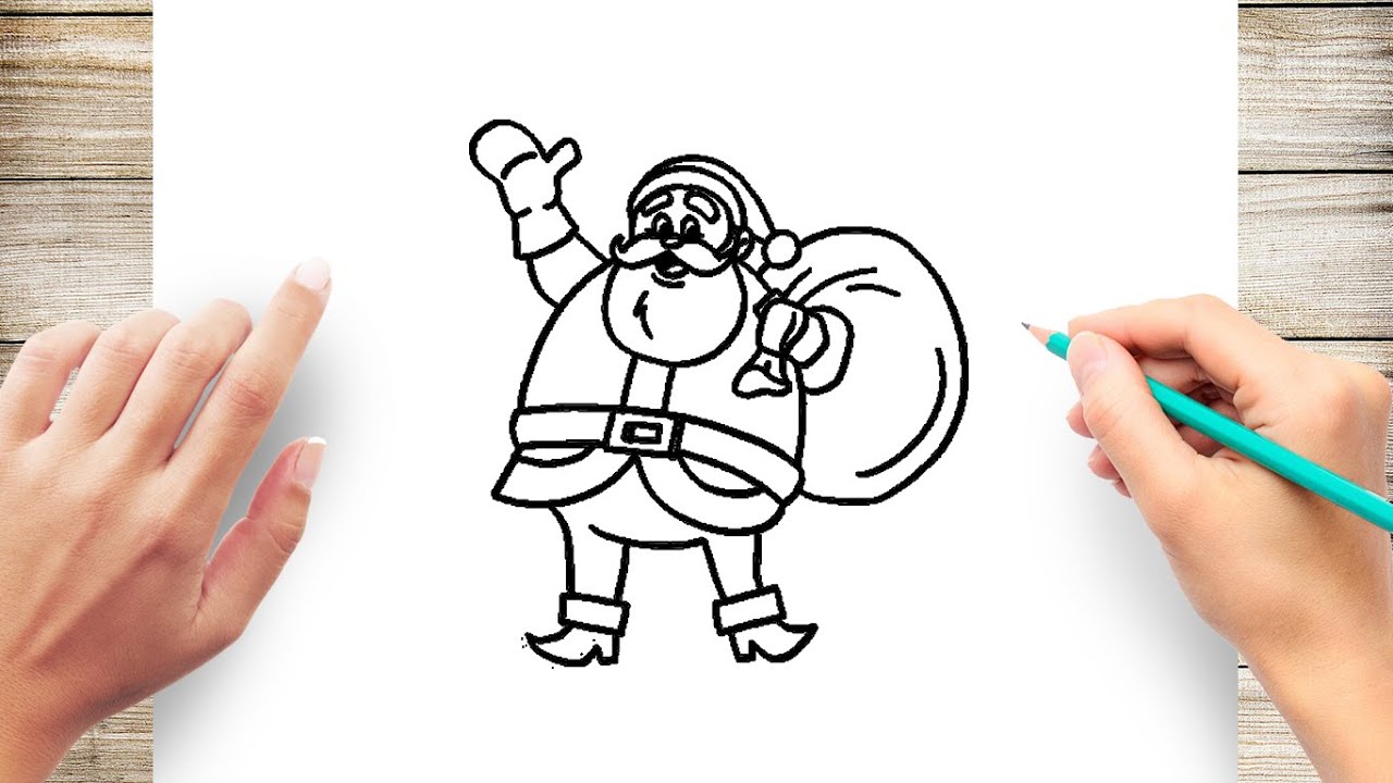 How To Draw Santa With Gift Step by Step - YouTube