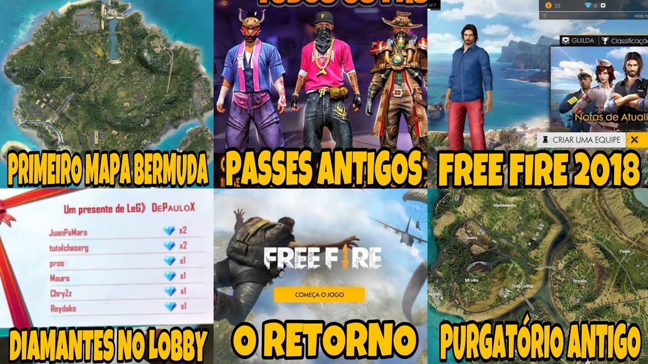 FREE FIRE DE 2018 DE VOLTA?-O RETORNO FF-PASSES ANTIGOS,DIAMANTES NO ...