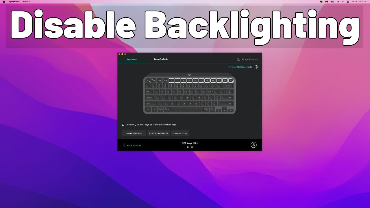 How To Disable Backlight on MX Keys / MX Keys Mini Keyboard - YouTube