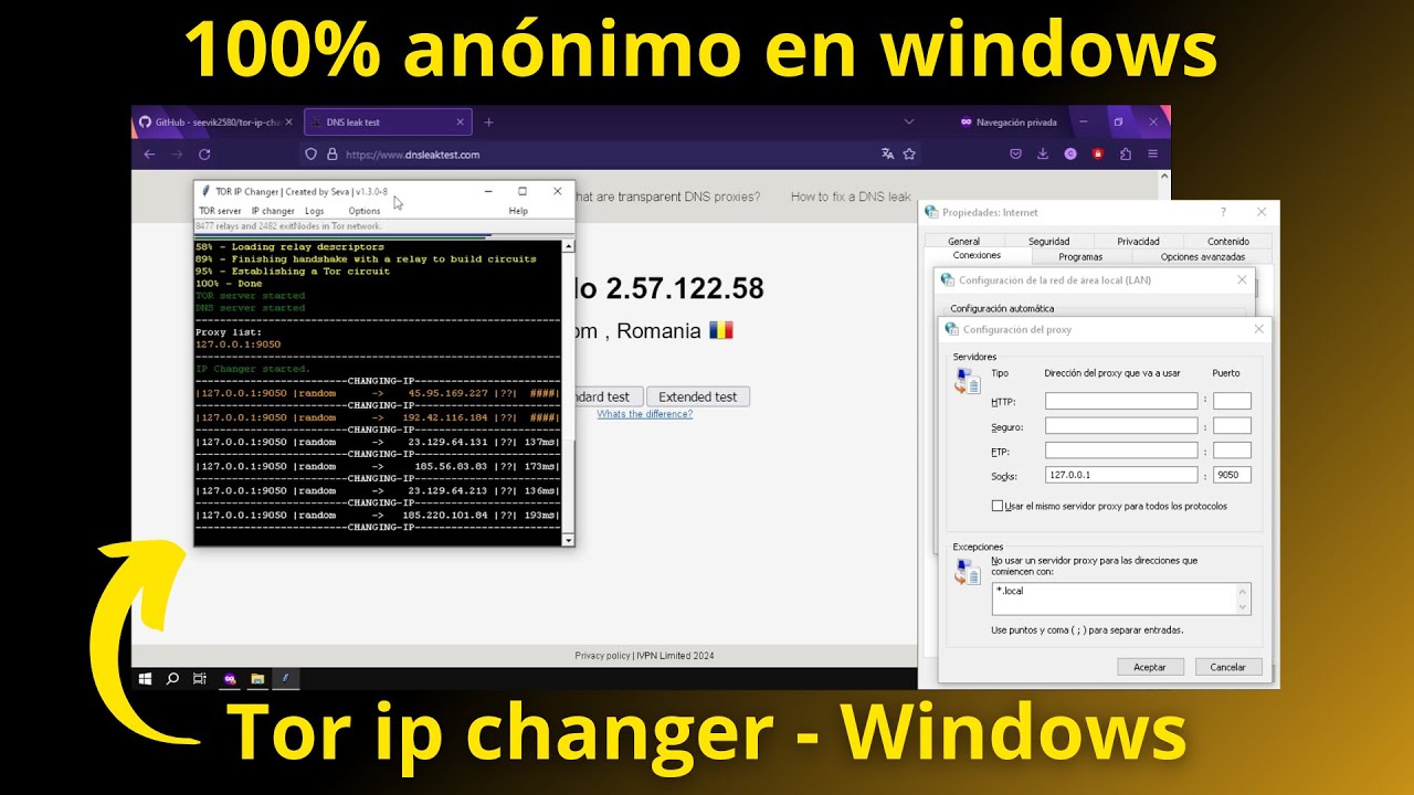 Como cambiar de dirección ip automáticamente en Windows 💻 - TOR IP CHANGER - YouTube