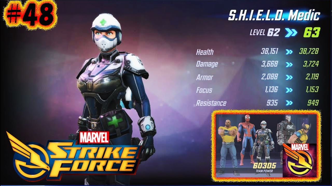 Marvel Strike Force - Tier 10 S.H.I.E.L.D. Medic! Lv63 Team Over 60000 ...