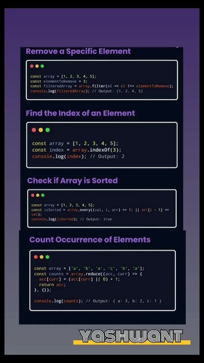 Javascript Array Hacks Remove Element Find Index Check Sorted Count Occurrences 