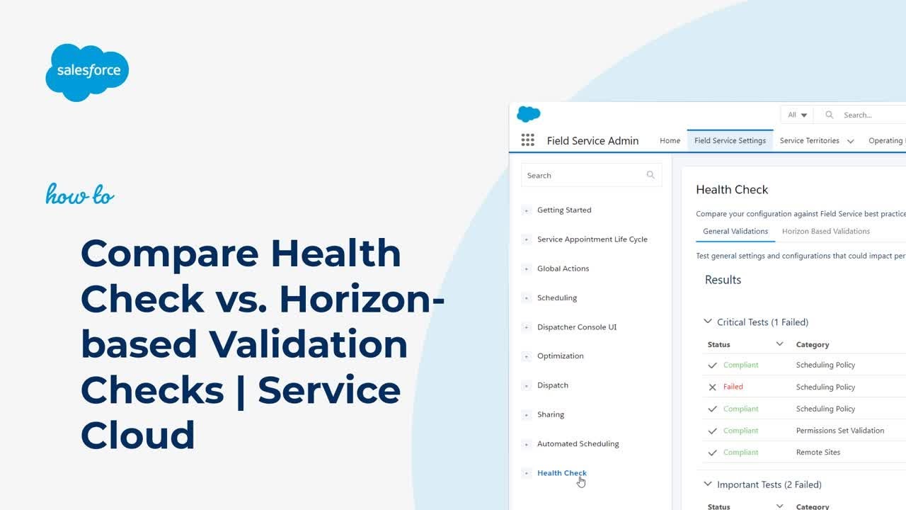 Compare Health Check and Horizon Tests for Field Service | Service ...