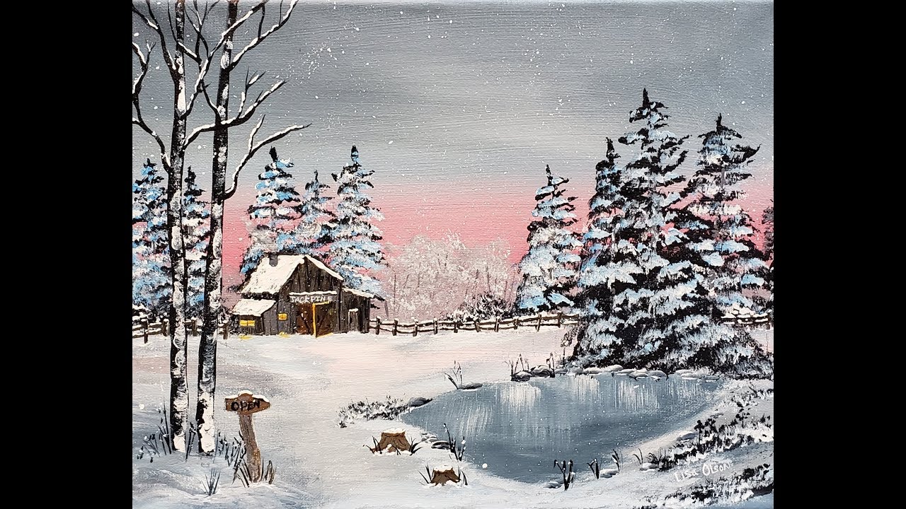 Painting Blacksmith Shop - Winter Scene in Acrylic on Canvas - YouTube