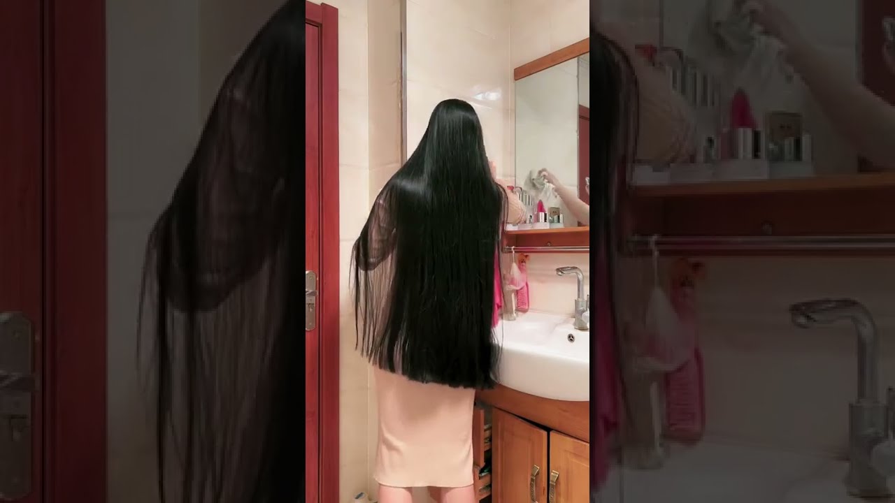 Beautiful long hair girl and mirror - YouTube