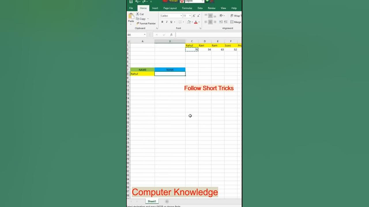 Excel short tricks// #excel #computerknowledge #exceltips #shortvideo - YouTube
